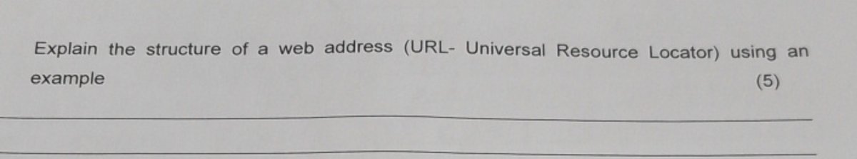 Explain the structure of a web address (URL - Universal Resource Locator)..