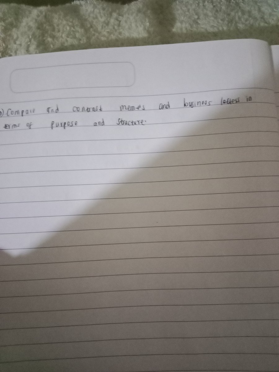 Compare and contrast memes and business letters in terms of purpose and s..