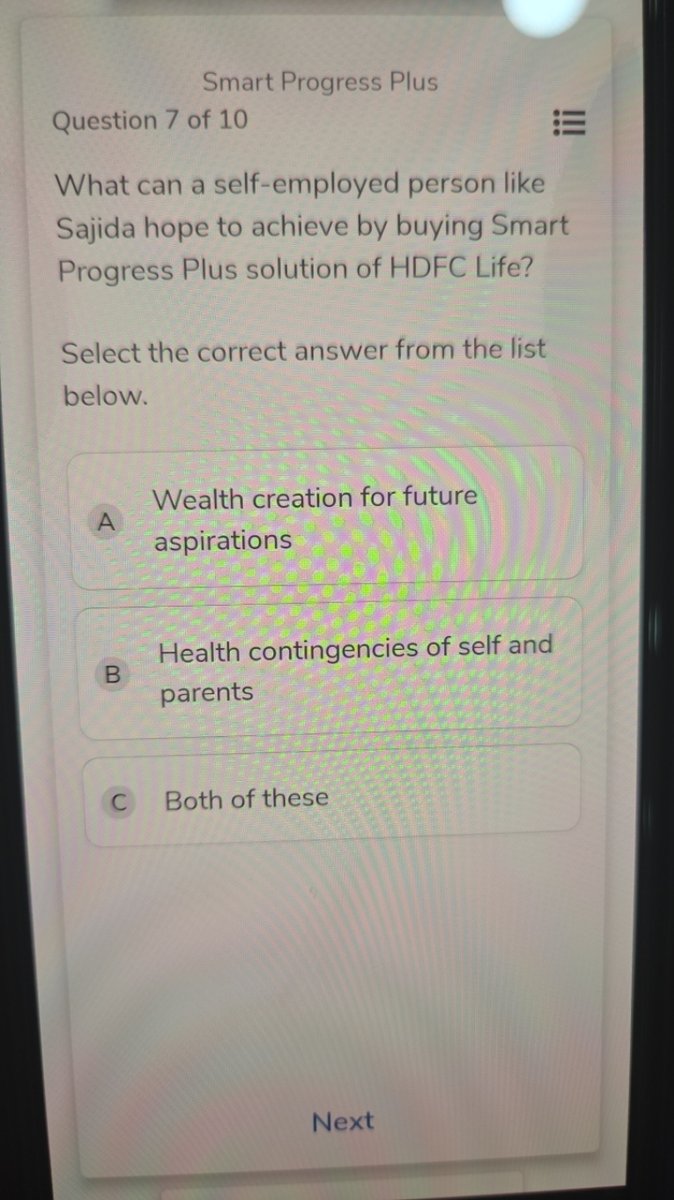 Smart Progress Plus Question 7 of 10 What can a self-employed person lik..