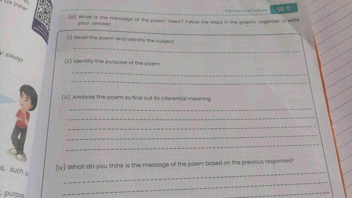 (d) What is the message of the poem 'Trees'? Follow the steps in the grap..