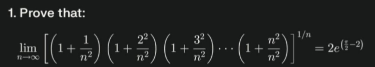 Prove that: \lim_{n\to\infty} \left[\left(1+\frac{1^2}{n^2}\right) \left..