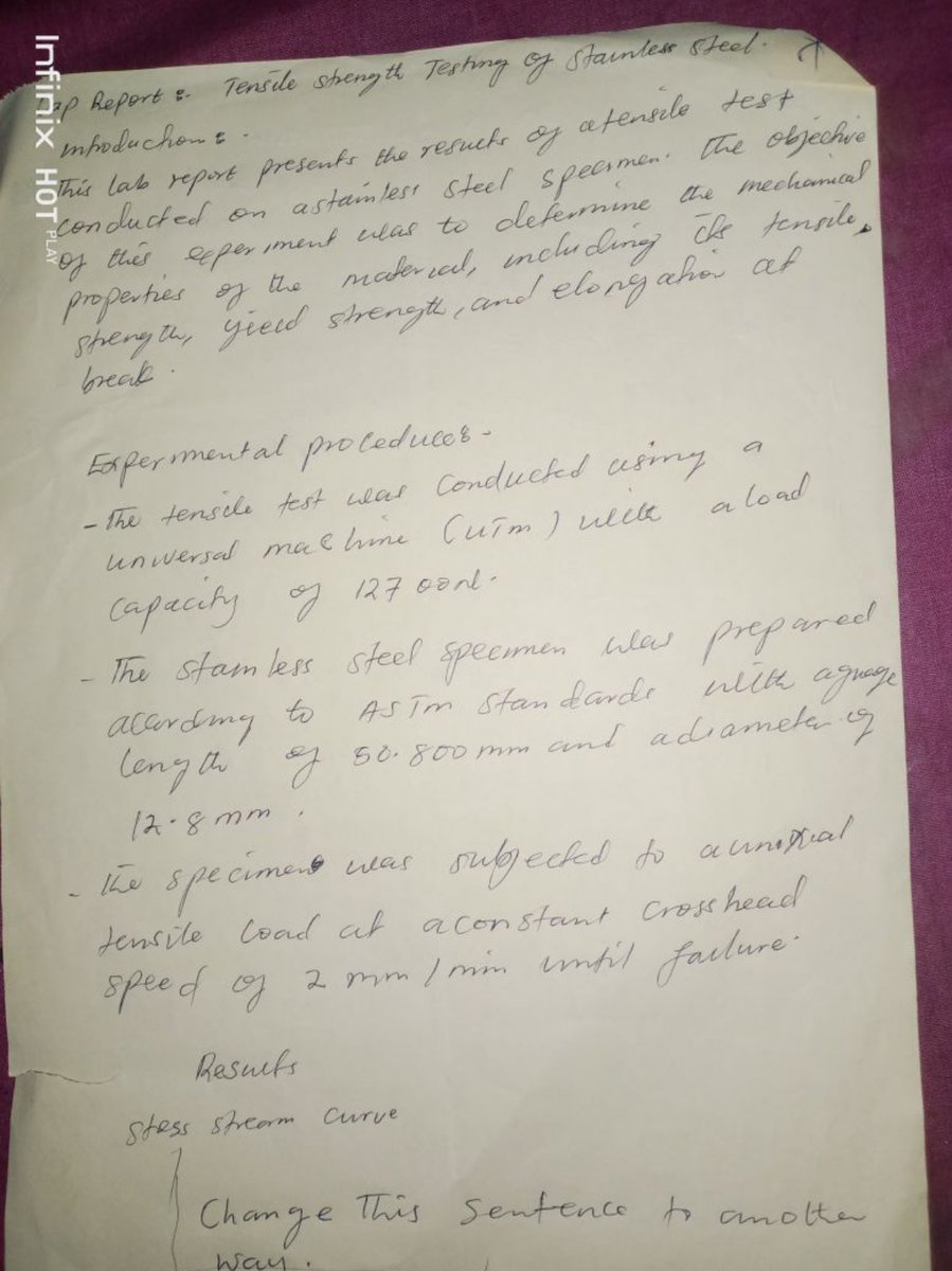 Change this sentence to another way: "This lab report presents the resul..