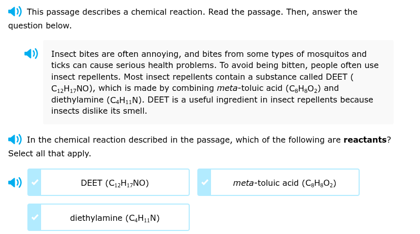 This passage describes a chemical reaction. Read the passage. Then, answe..