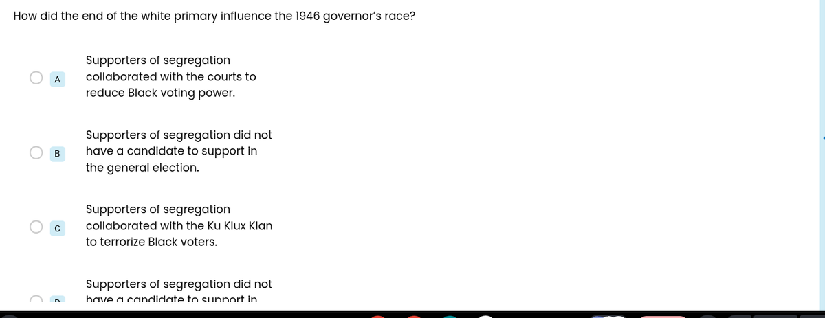 How did the end of the white primary influence the 1946 governor's race?