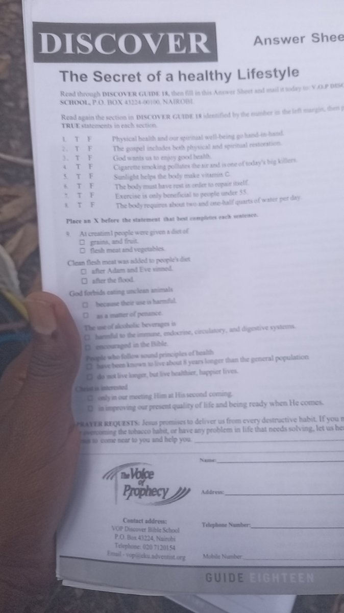 DISCOVER Answer Sheet The Secret of a healthy Lifestyle Read through DIS..