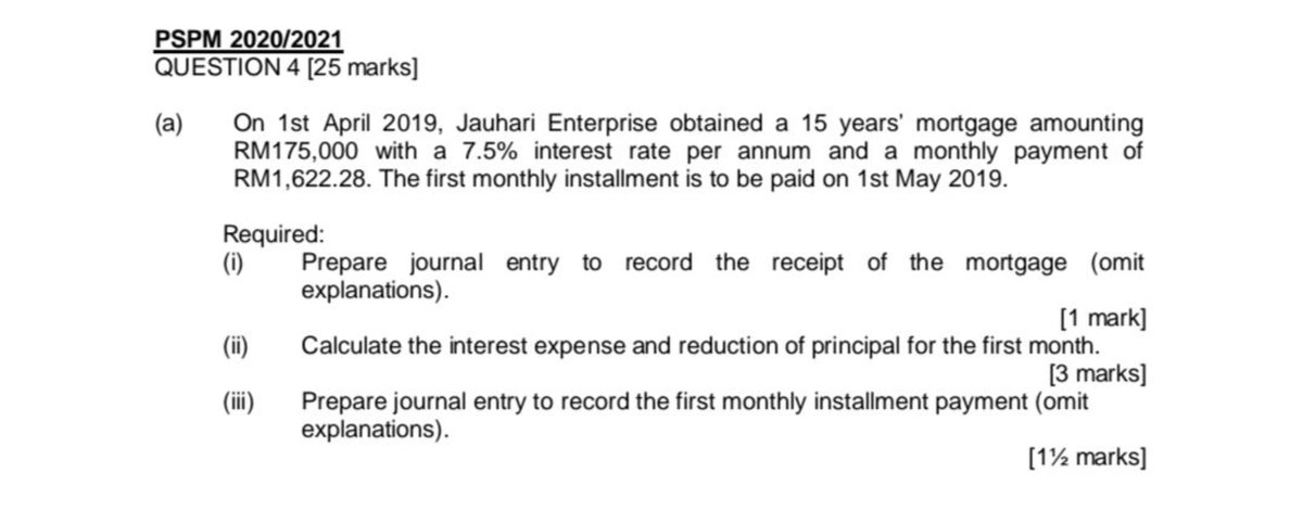 PSPM 2020/2021 QUESTION 4 25 marks On 1st April 2019, Jauhari Enterprise