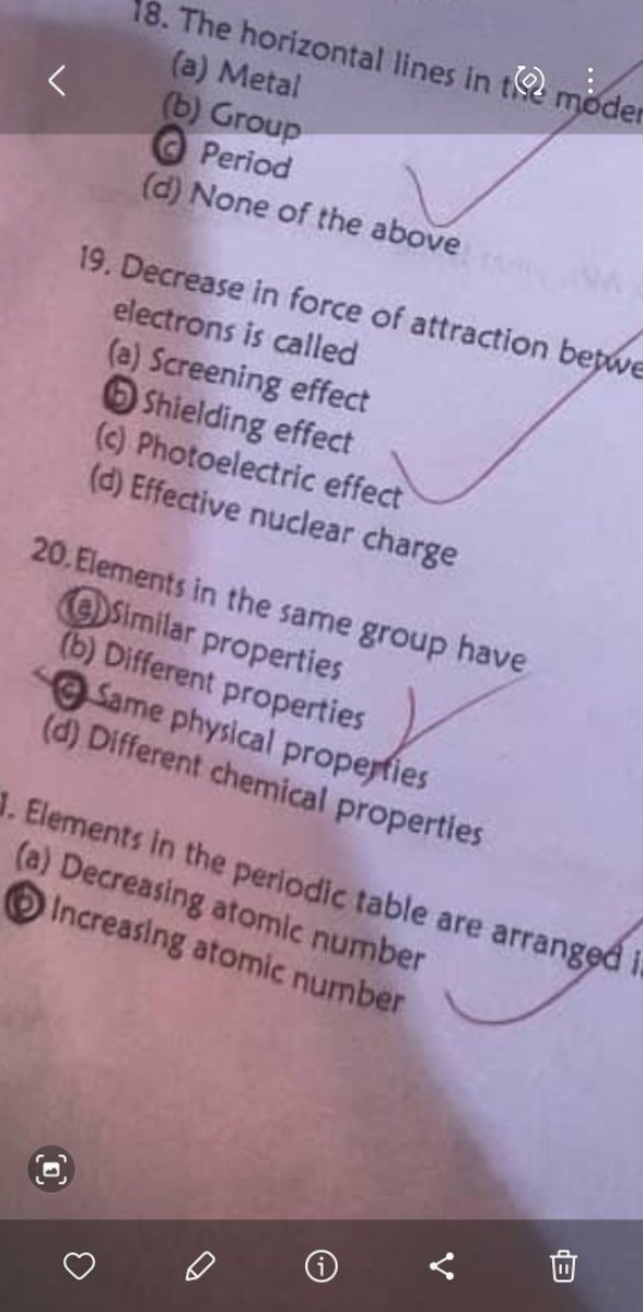 The horizontal lines in the modern periodic table are called: (a) Metal
