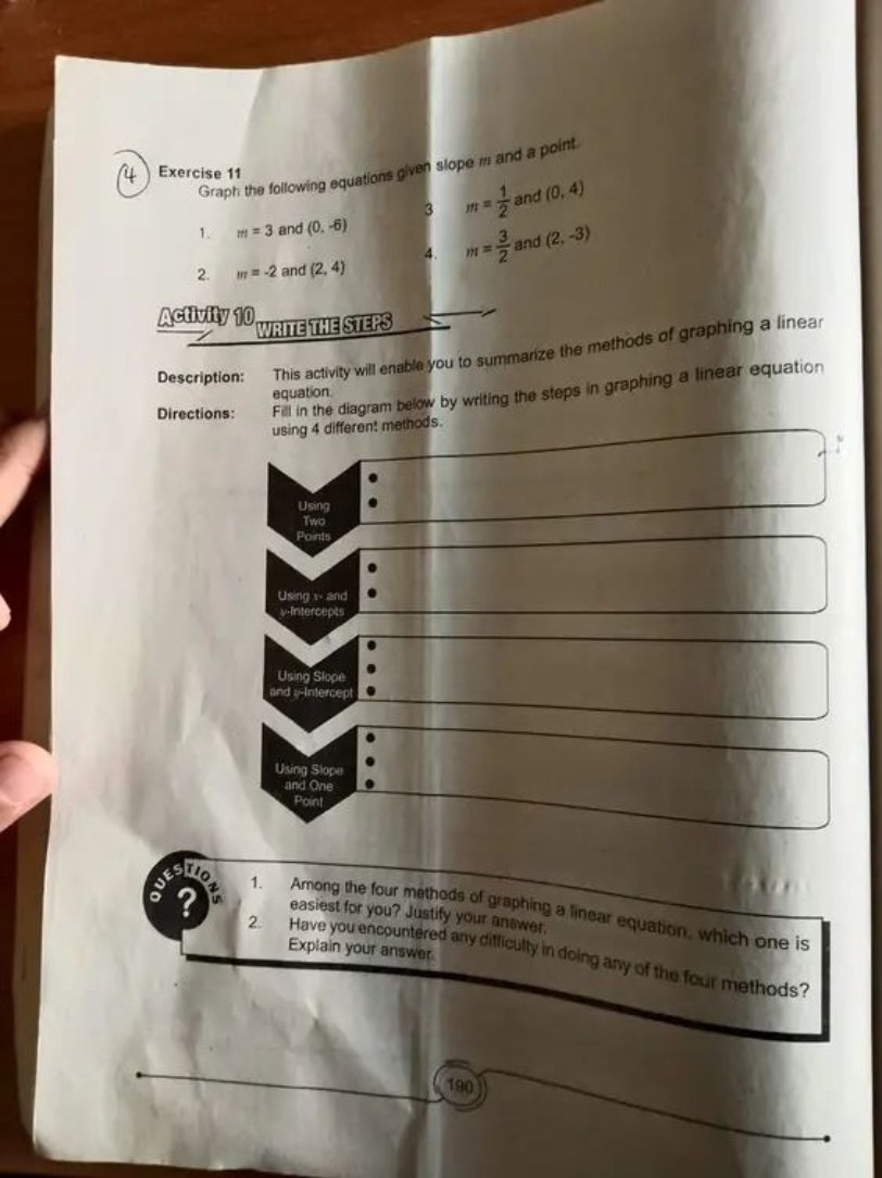 Here are two activities related to graphing linear equations: Exercise 1..