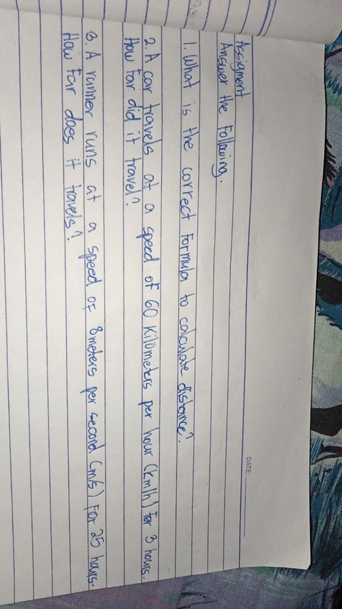 DATE: Assigment Answer the Following. What is the correct Formula to calc..