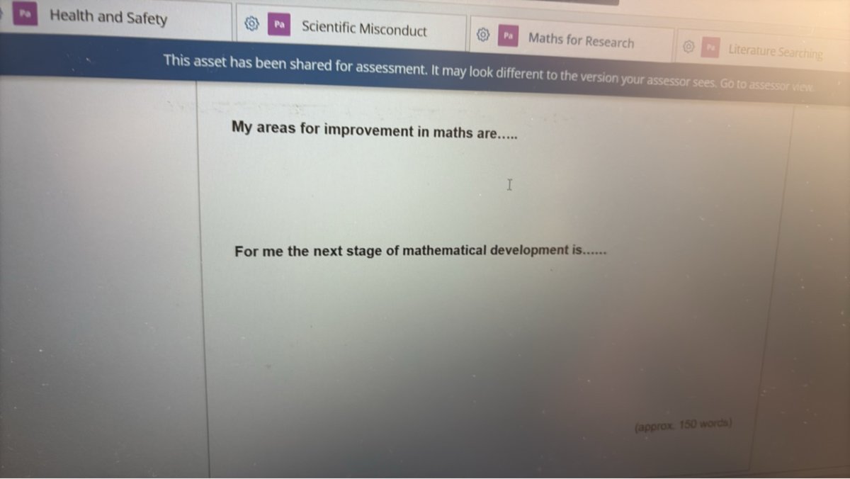 My areas for improvement in maths are..... For me the next stage of math..