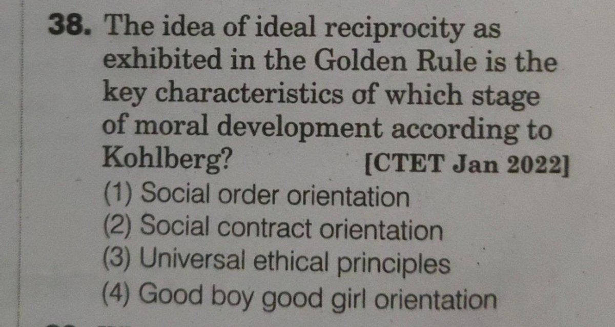 The idea of ideal reciprocity as exhibited in the Golden Rule is the key