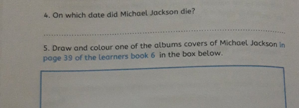 On which date did Michael Jackson die? Draw and colour one of the album