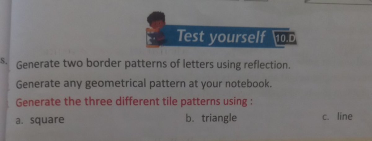 Generate two border patterns of letters using reflection. Generate any ge..