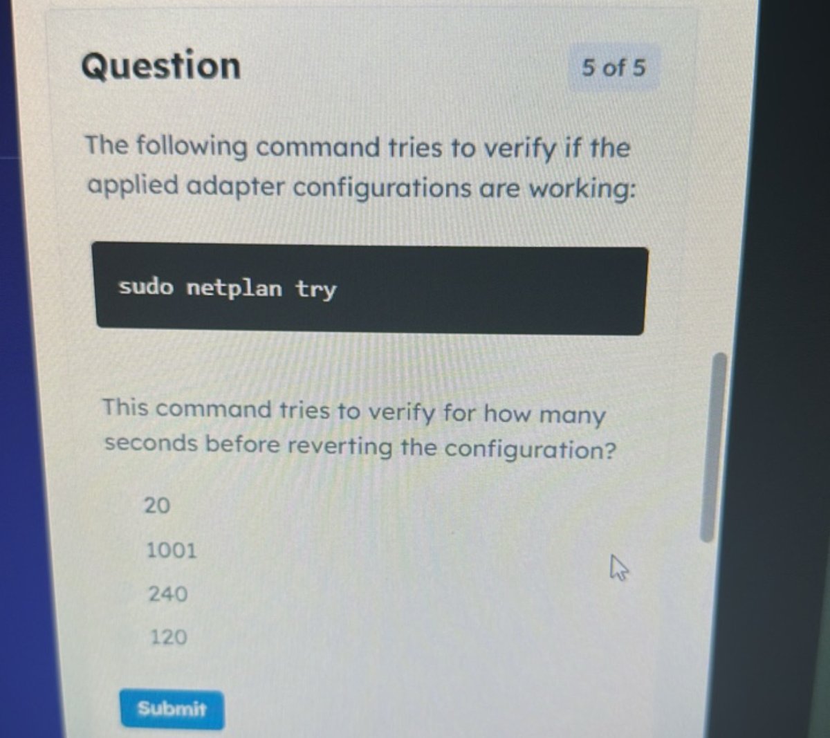 The following command tries to verify if the applied adapter configuratio..