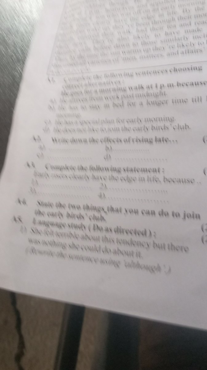 Complete the following sentences choosing correct alternatives: A. She g..