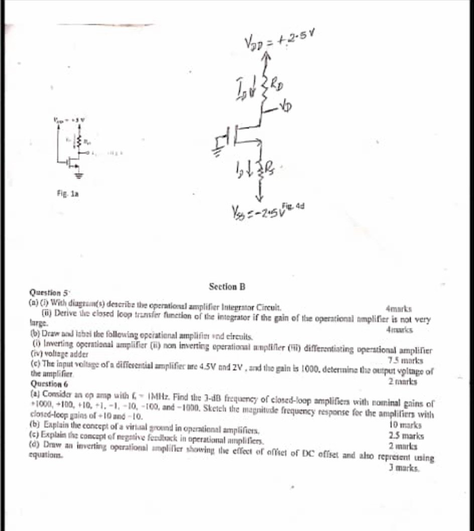 Section B Question 5 (a) (i) With diagram(s) describe the operational a..