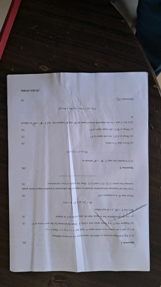 Question 1 (1.1) The following theorem is called the cancellation law of..