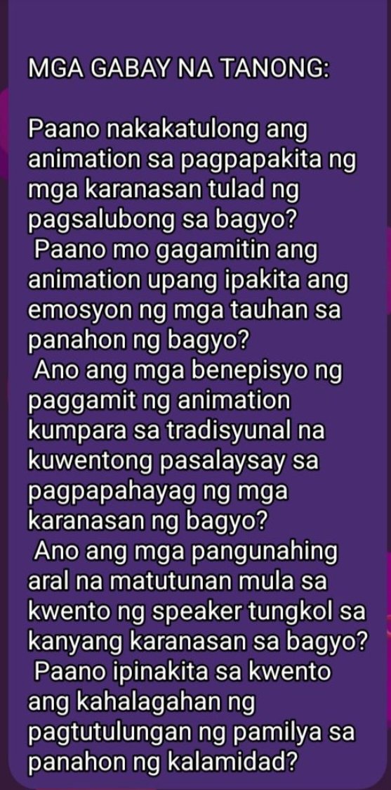 MGA GABAY NA TANONG: Paano nakakatulong ang animation sa pagpapakita ng