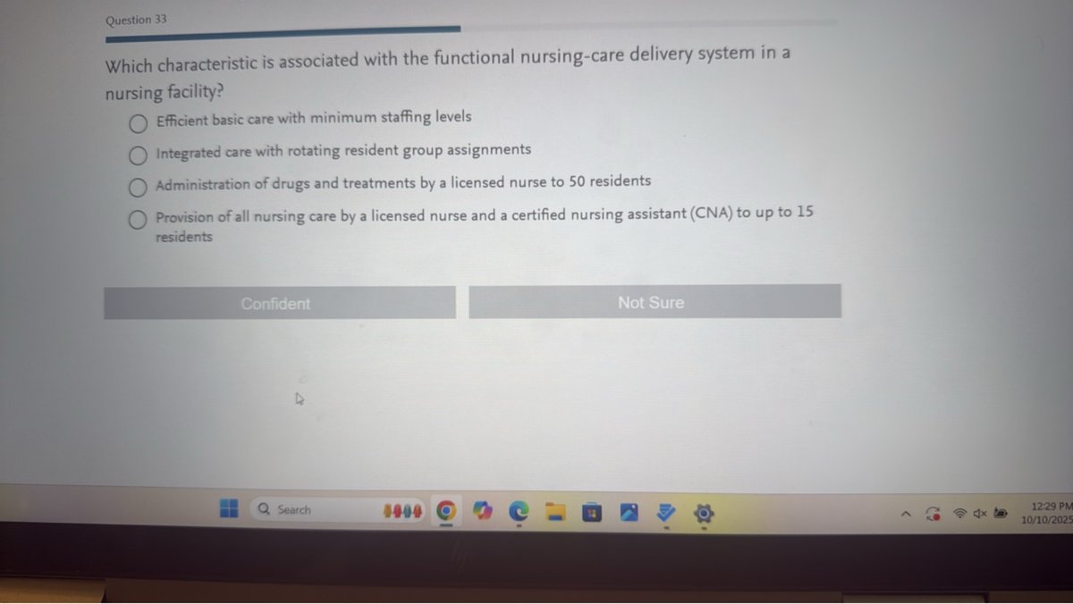 Which characteristic is associated with the functional nursing-care deliv..