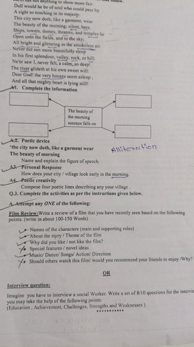 A1. Complete the information: [Diagram with a central box: "The beauty o..