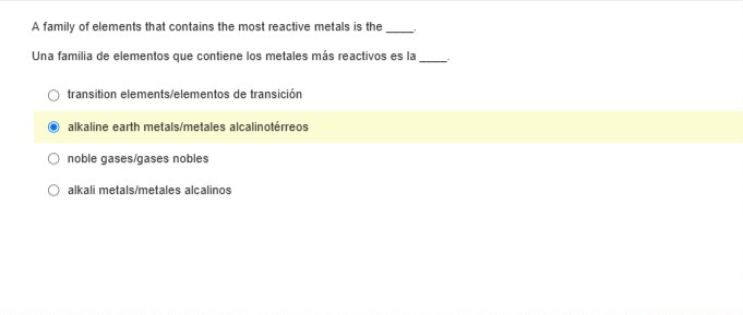 A family of elements that contains the most reactive metals is the __. A..