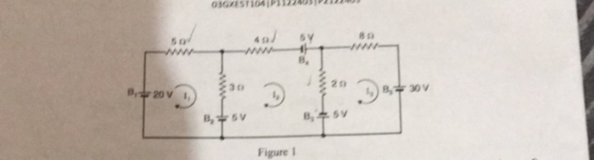 The image shows an electrical circuit diagram with three loops, each with..