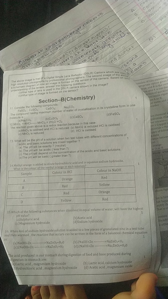 Section-B(Chemistry) Consider the following compounds: FeSO4, CuSO4, CaS..