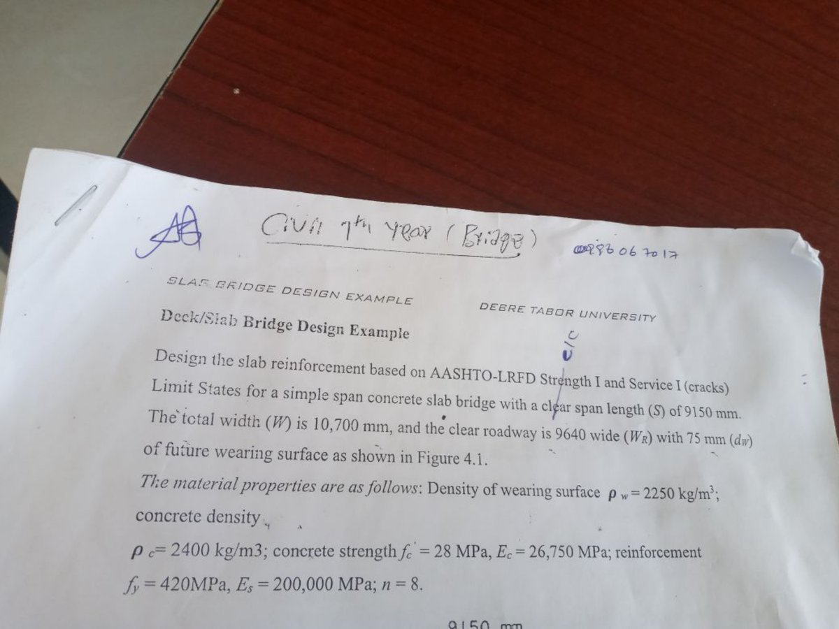 Design the slab reinforcement based on AASHTO-LRFD Strength I and Service..