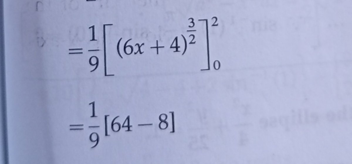 The image shows the following mathematical expressions: = 1/9 [(6x + 4)..