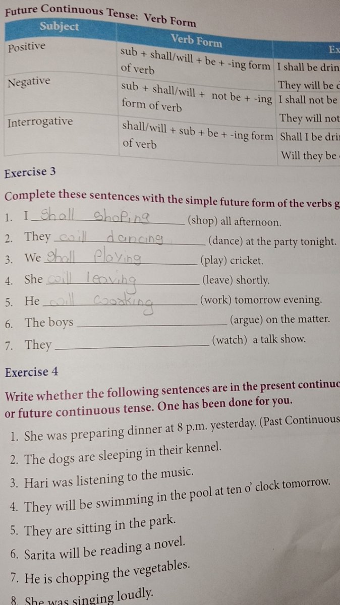Here are two exercises related to tenses: Exercise 3: Complete these sen..