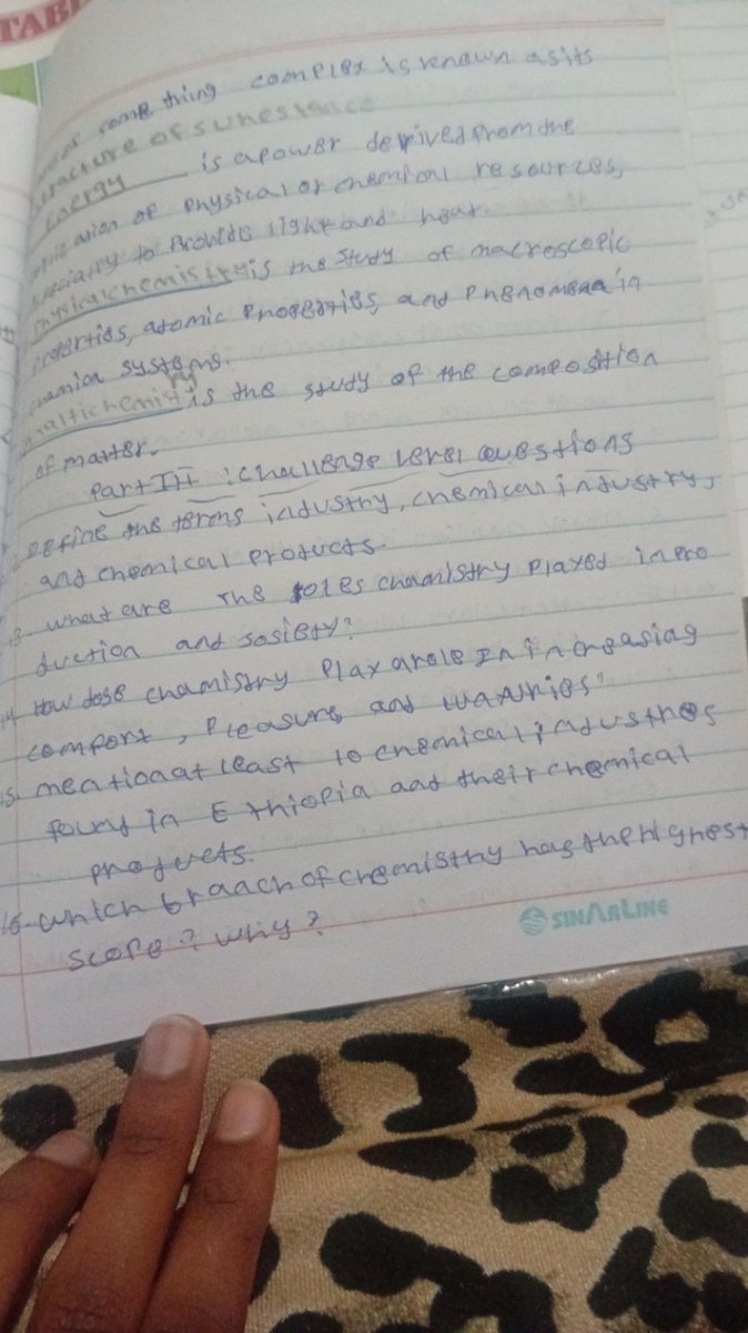 Part III: Challenge Level Questions Define the terms industry, chemical i..