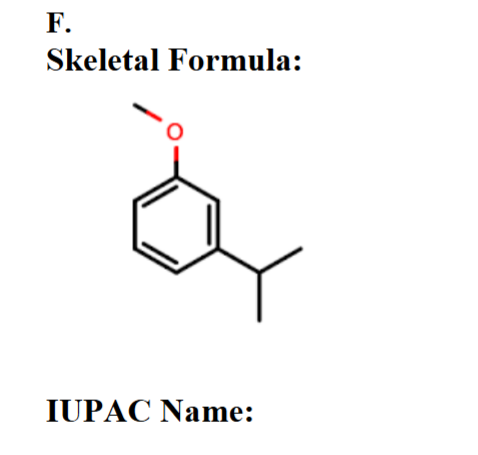 F. Skeletal Formula: [Skeletal formula diagram of 1-methoxy-3-isopropylbe..