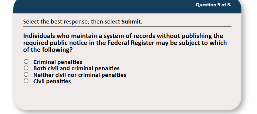 Individuals who maintain a system of records without publishing the requi..