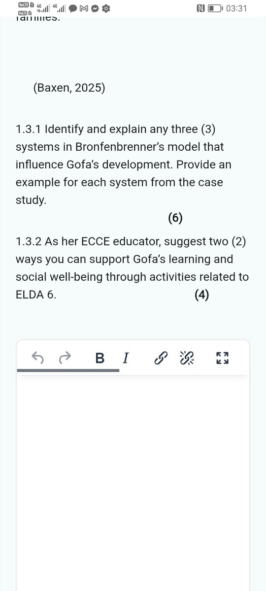 (Baxen, 2025) 1.3.1 Identify and explain any three (3) systems in Bronfe..