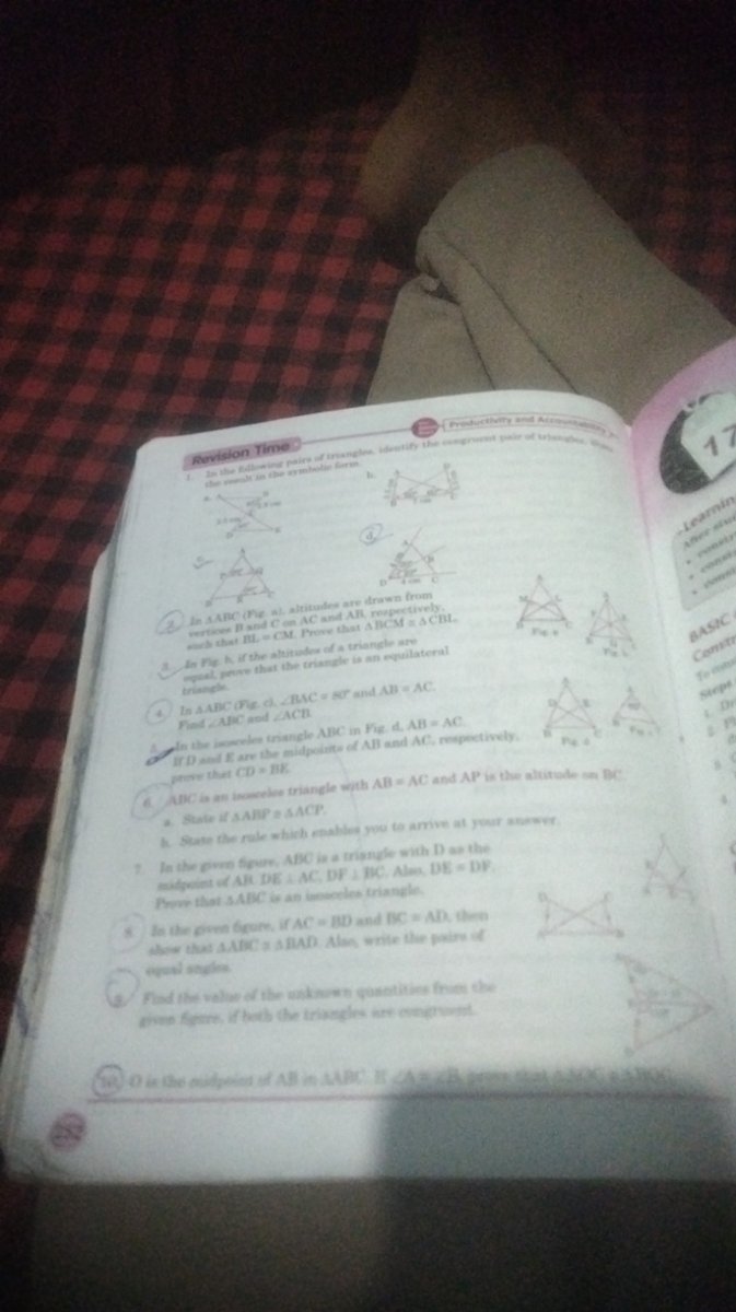 Here are multiple questions related to triangles and congruency: In the