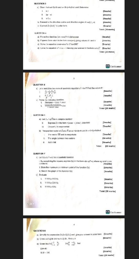 QUESTION 3 a) Given that u=i+2j+2k and v=3i+4j+5k, find and determine: i...