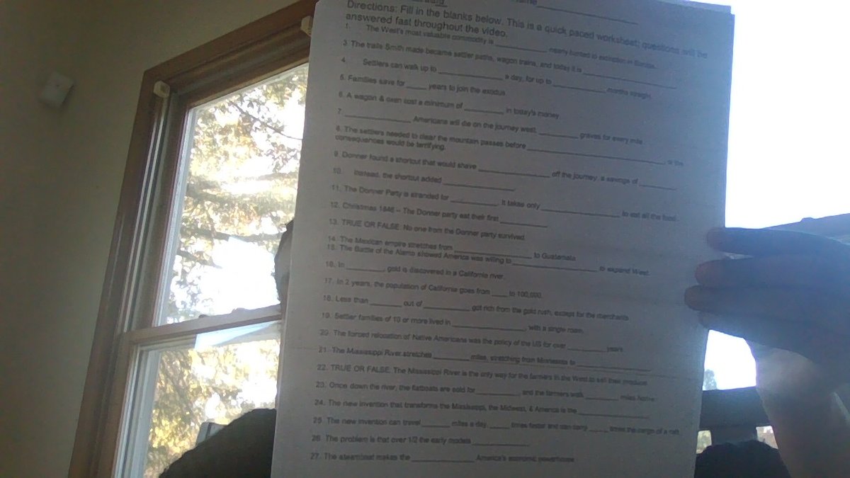 Directions: Fill in the blanks below. This is a quick paced worksheet; qu..