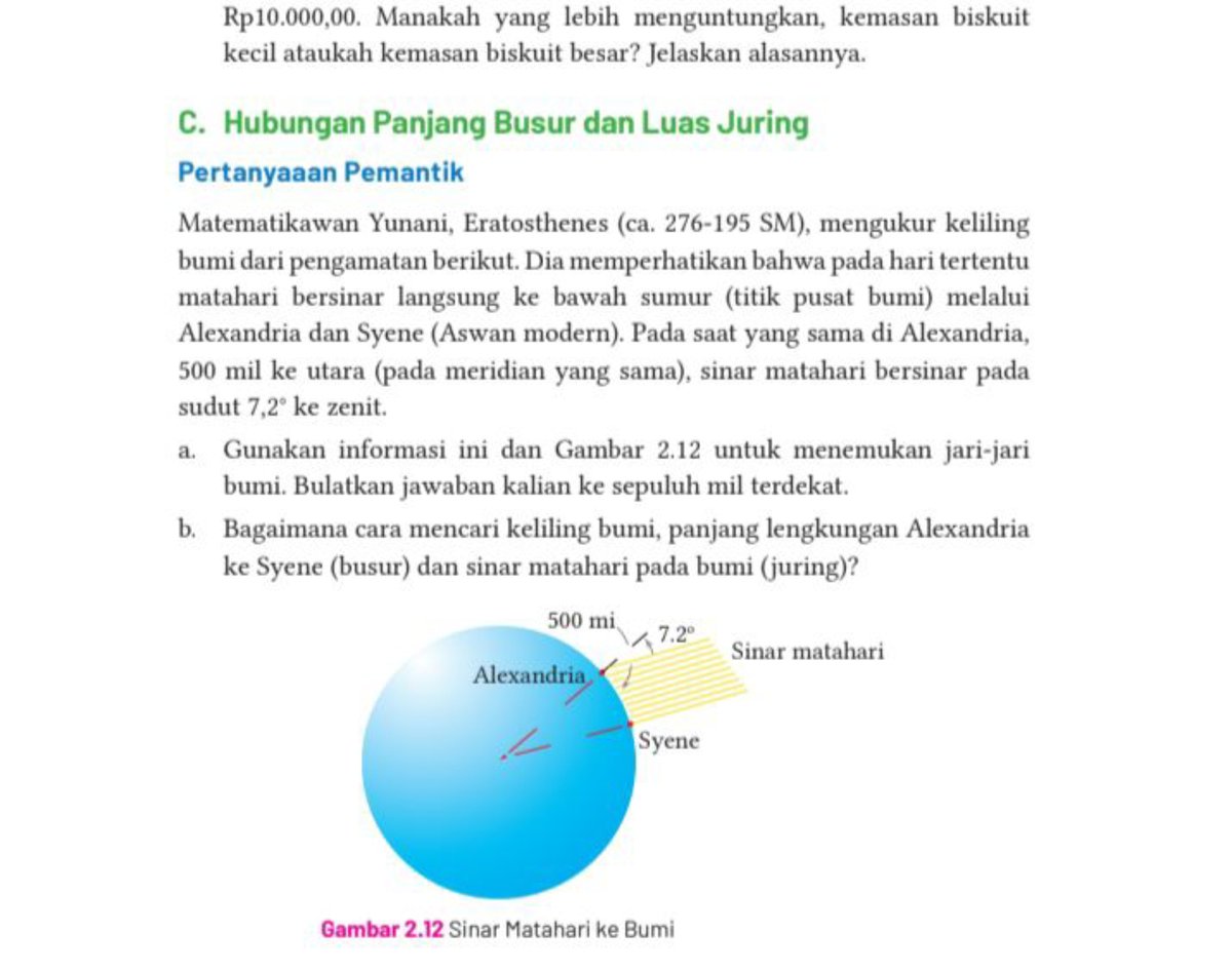 C. Hubungan Panjang Busur dan Luas Juring Pertanyaan Pemantik Matematikaw..