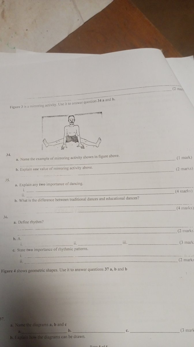 Figure 3 is a mirroring activity. Use it to answer question 34 a and b.
