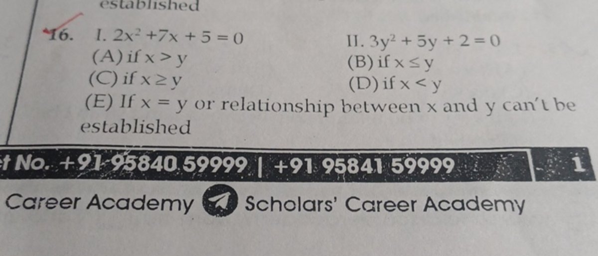 Solve the following quadratic equations and determine the relationship be..