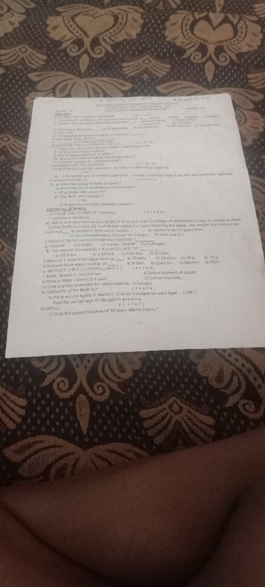 PHYSICAL SCIENCE CHOOSE THE CORRECT ANSWER Impulse is equal to a) rate of..