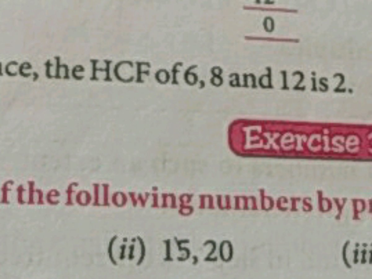 Find the HCF of the following numbers by prime factorization: (ii) 15, 20..