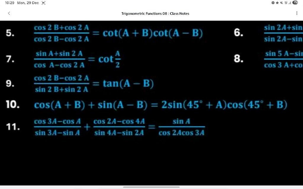Prove that: \frac{\cos 2B + \cos 2A}{\cos 2B - \cos 2A} = \cot(A+B)\cot(A..