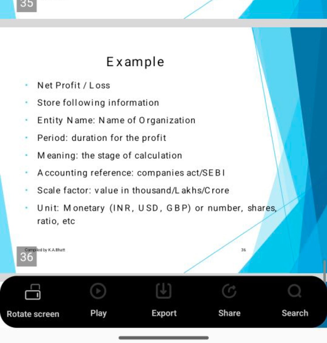 Example Net Profit / Loss Store following information Entity Name: Name