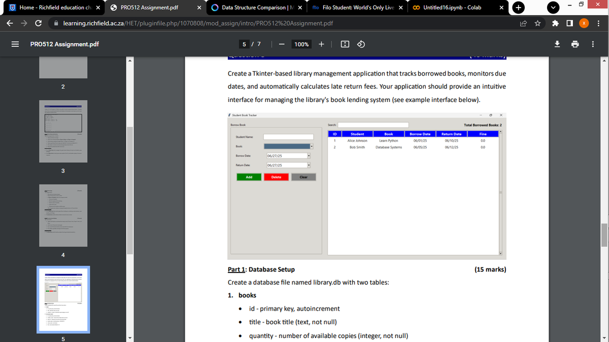 borrowed_books • id - primary key, autoincrement • student_name - name of..