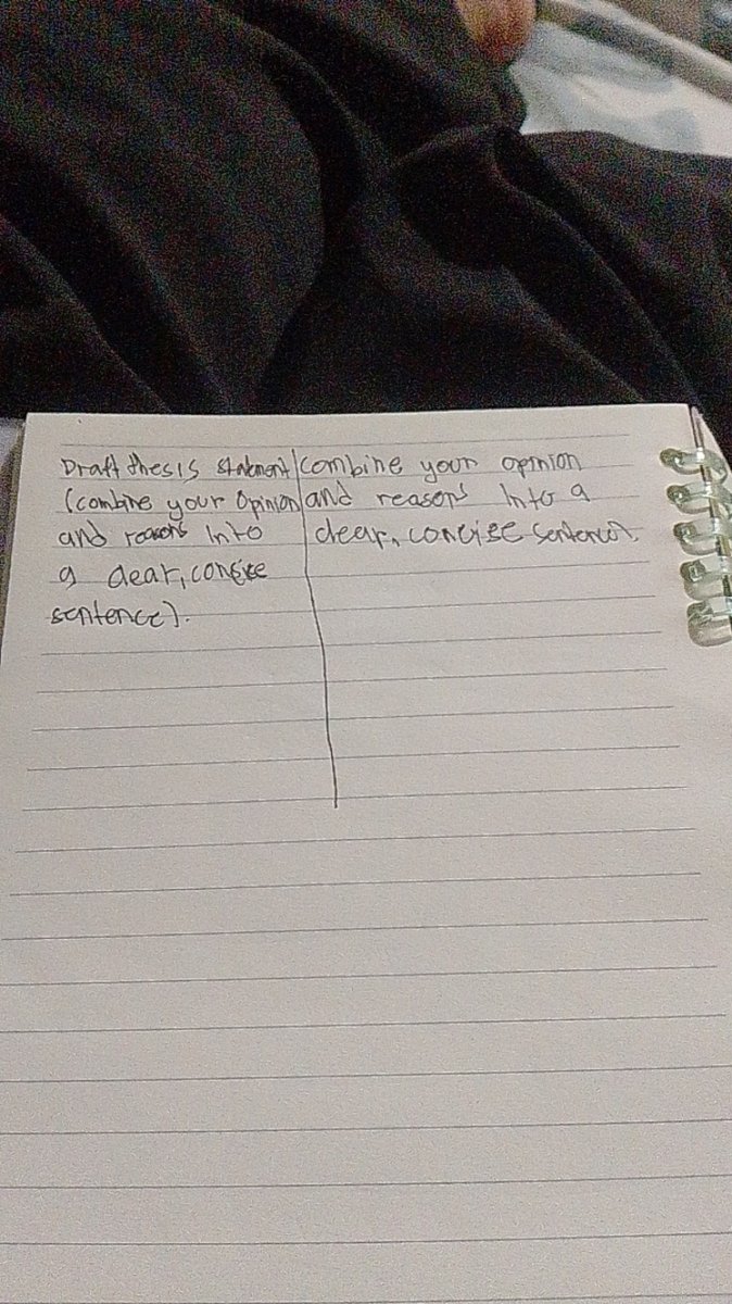 Draft thesis statement (combine your opinion and reasons into a clear, co..
