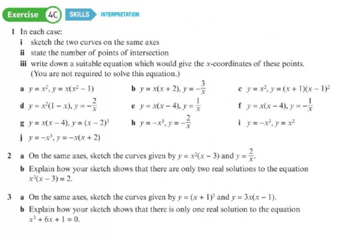 Exercise 4C SKILLS INTERPRETATION 1 In each case: i sketch the two curve..
