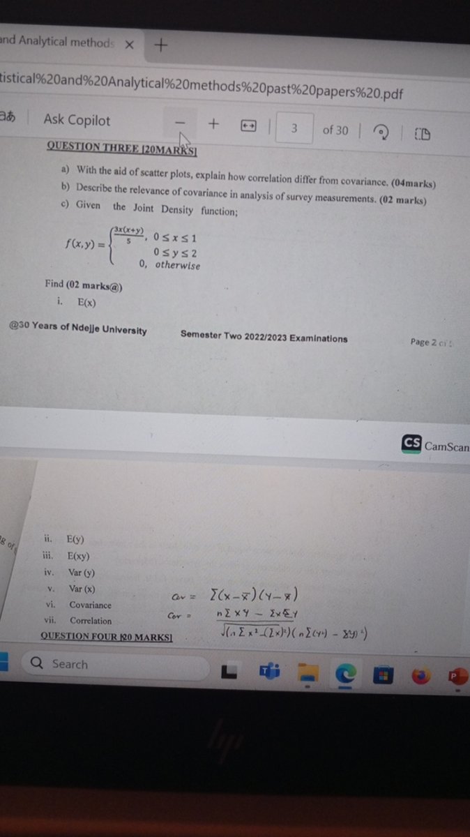QUESTION THREE [20 MARKS] a) With the aid of scatter plots, explain how c..