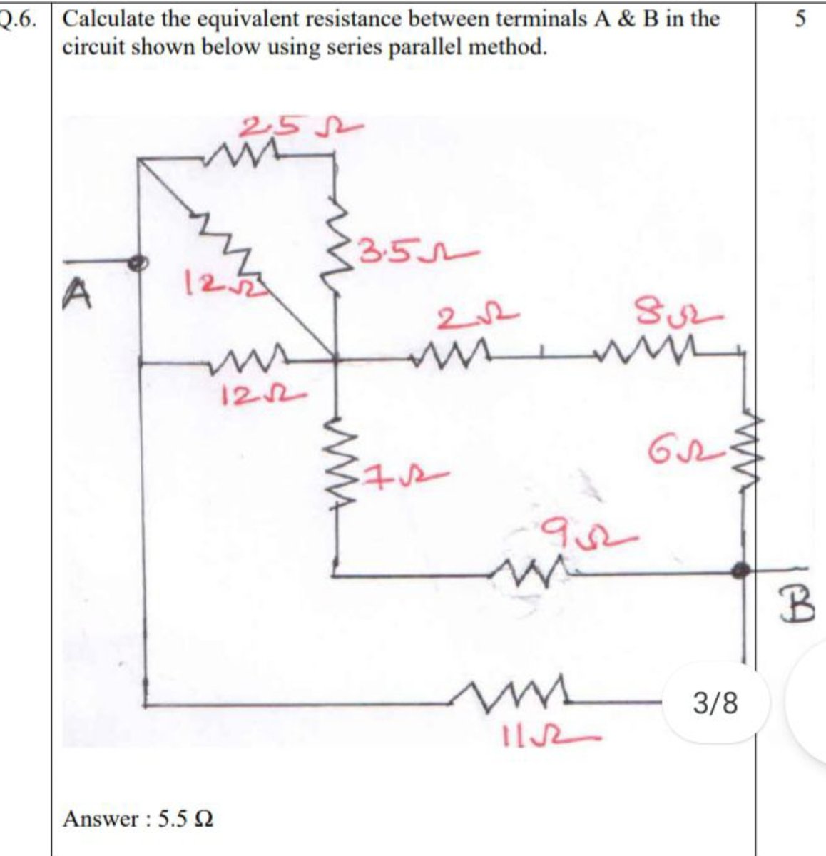 Calculate the equivalent resistance between terminals A & B in the circui..