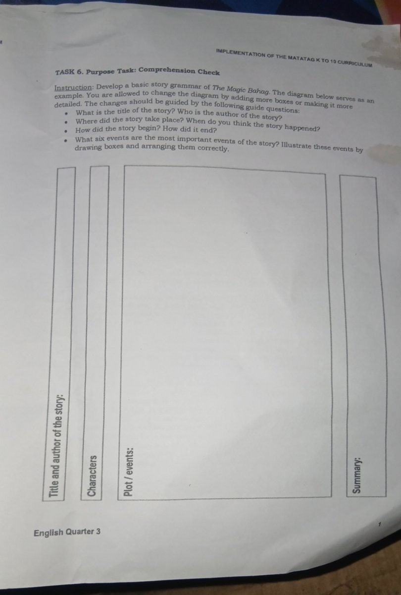 TASK 6. Purpose Task: Comprehension Check Instruction: Develop a basic s..